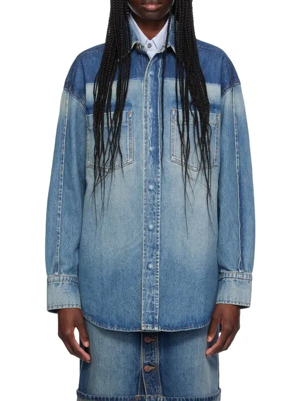 Victoria Beckham Drop Shoulder Denim Shirt - Blue