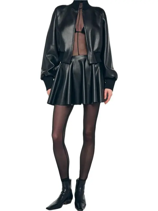 Norma Kamali Cropped Bomber Jacket - Black