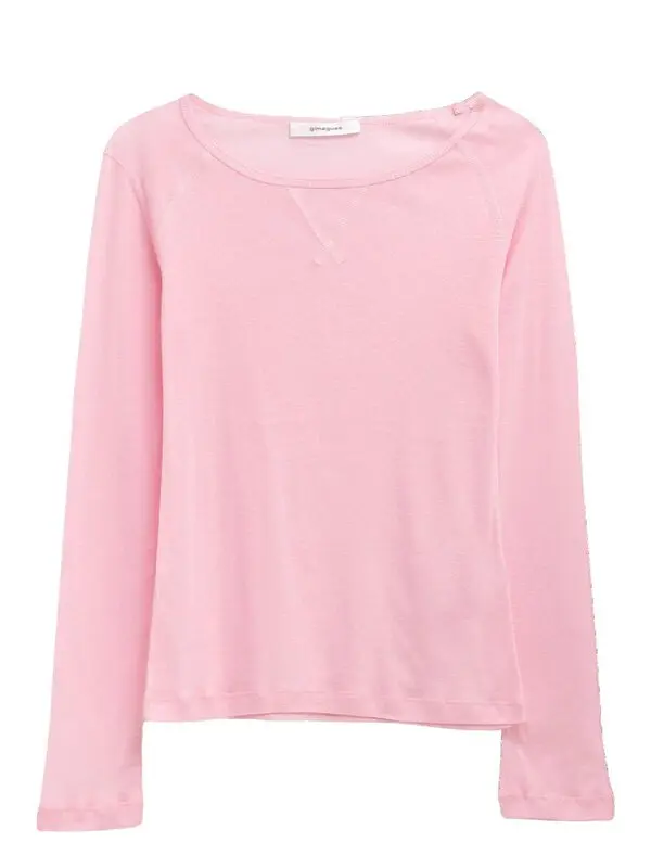 Gimaguas Semi-sheer Cotton Knit Top - Pink