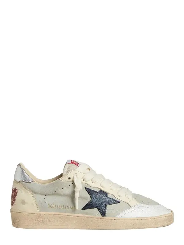 GOLDEN GOOSE Ball Star In Gray Suede With Blue Nubuck Star And Laminated Leather Heel Tab - Grey
