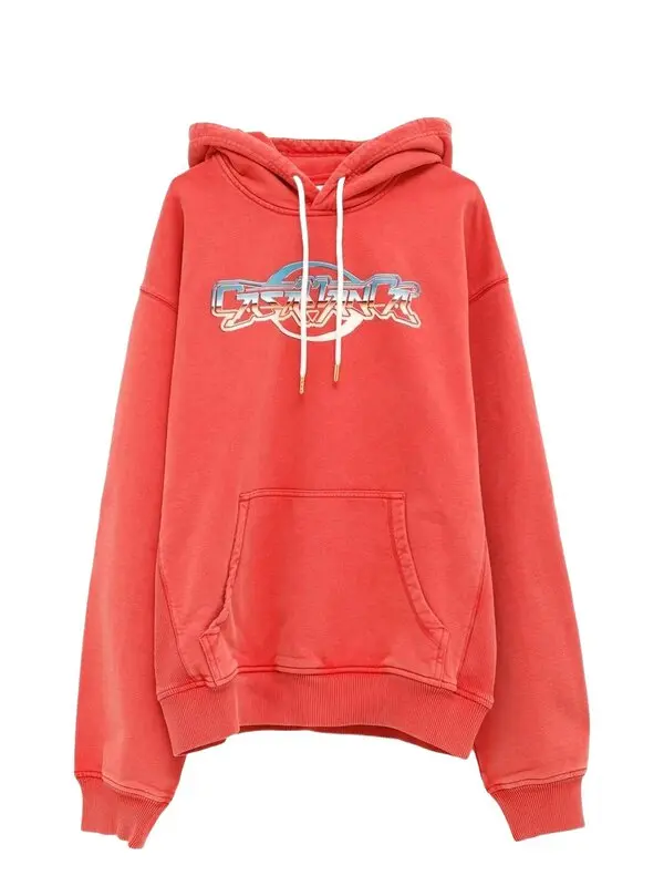 Casablanca Hooded Logo Print Sweatshirt - Red