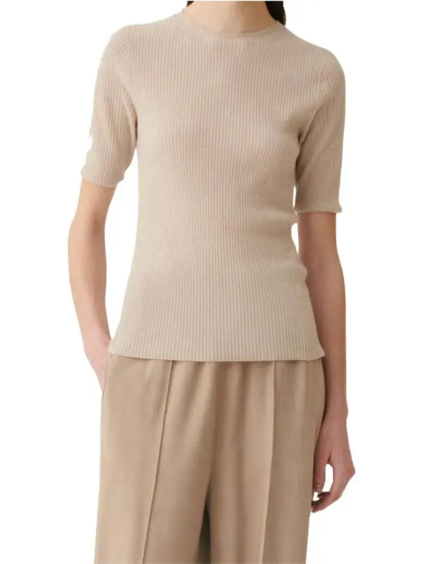 Fabiana Filippi Ribbed Knit T-shirt - Beige