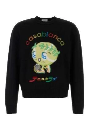 Casablanca Character Intarsia Knit Jumper - Black