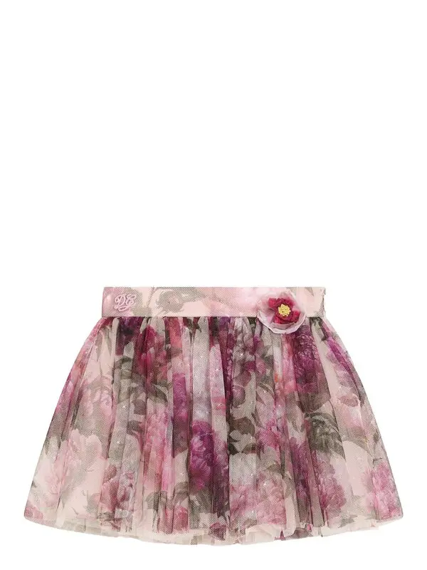 Dolce & Gabbana Peony-print Tulle Skirt - Multi-color