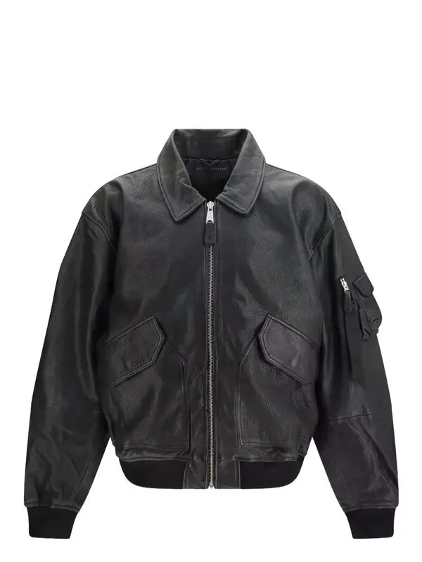 Alpha Industries Cwu-36/p Leather Bomber Jacket - Black