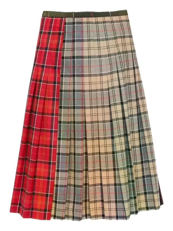 Barbour Marena Buckled Pleated Mid Skirt - Red