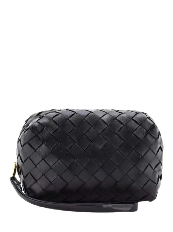 Bottega Veneta Wristlet Cosmetic Intrecciato Nappa Pouch - Black
