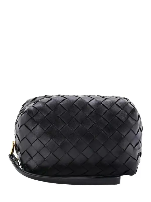 Bottega Veneta Wristlet Cosmetic Intrecciato Nappa Pouch - Black