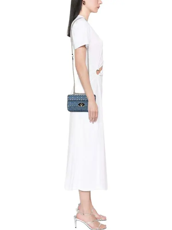 Valentino Garavani 2000-2017 Small Patent Rockstud Spike Satchel - Blue