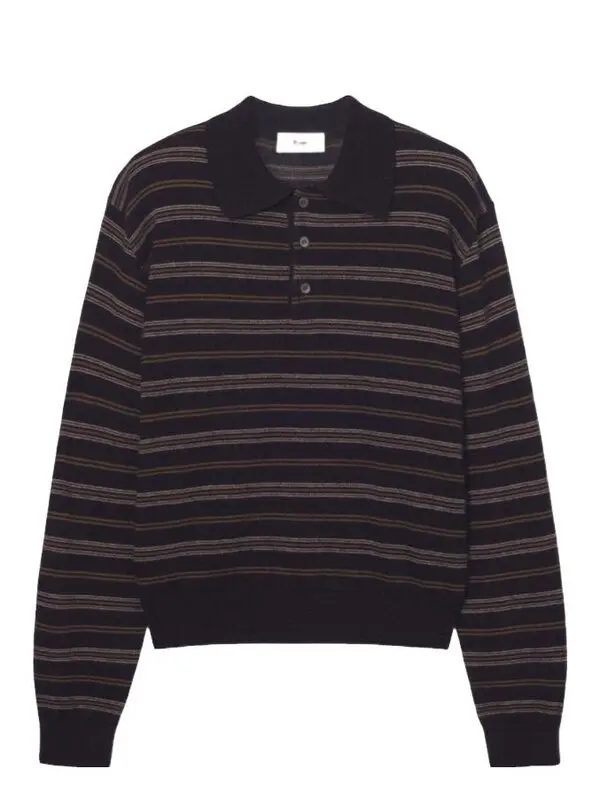 DUNST Striped Polo Shirt - Brown