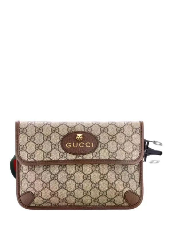 Gucci Neo Vintage Flap Gg Coated Canvas Belt Bag - Brown