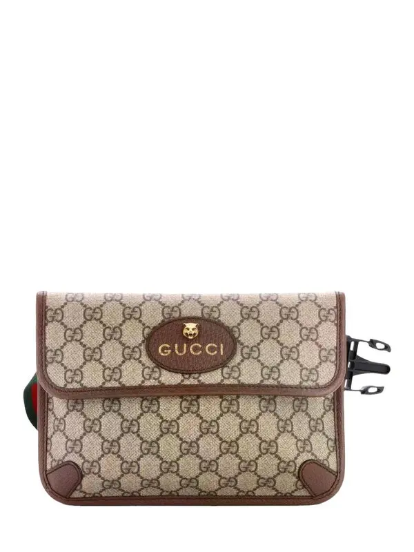 Gucci Neo Vintage Flap Gg Coated Canvas Belt Bag - Brown