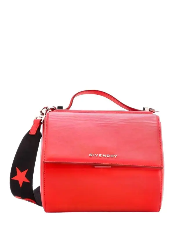 Givenchy Logo Strap Pandora Box Bag Leather Mini Crossbody Bag - Red