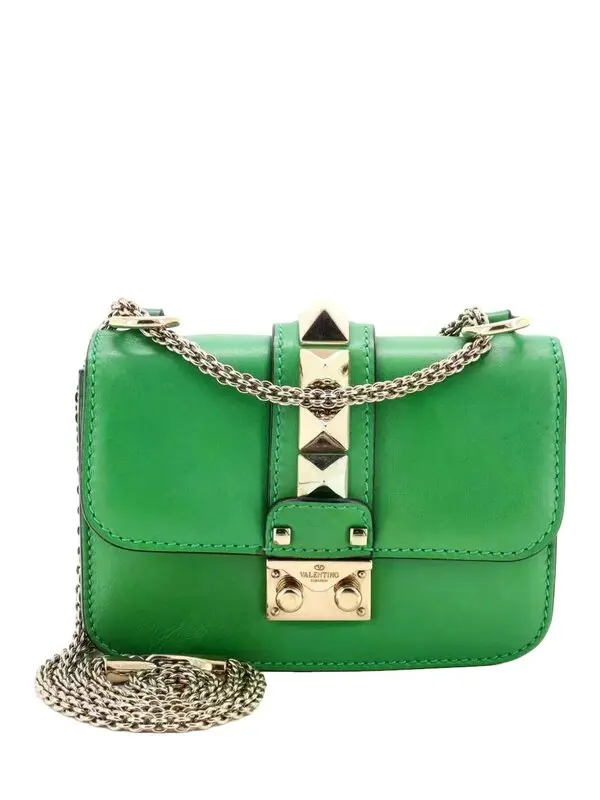 Valentino Garavani Glam Lock Shoulder Bag Leather Mini Crossbody Bag - Green