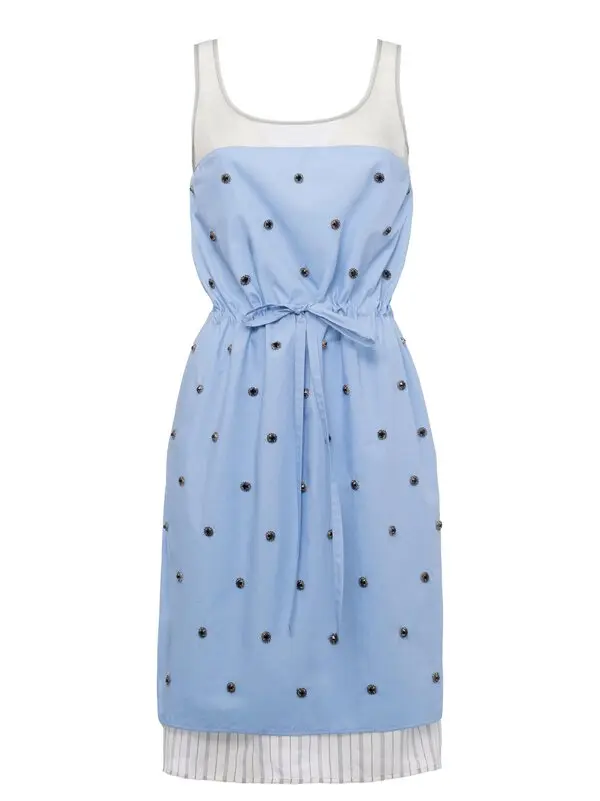 DES_PHEMMES Balloon Cotton-blend Mini Dress - Light Blue