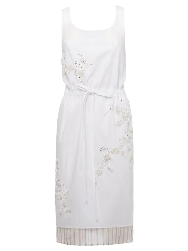 DES_PHEMMES Balloon Cotton-blend Mini Dress - White