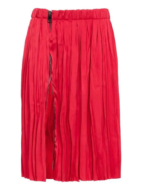 DES_PHEMMES Crinkle Pleated Satin Midi Skirt - Red