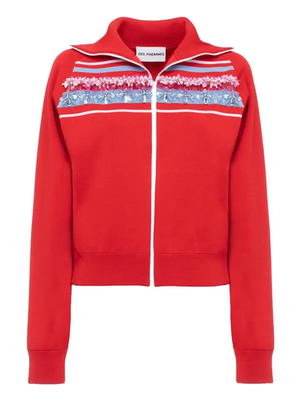 DES_PHEMMES Embroidered Knit Jacket - Red