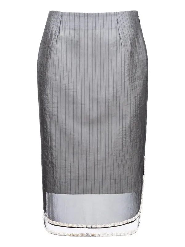 DES_PHEMMES Layered Twill Midi Skirt - Black