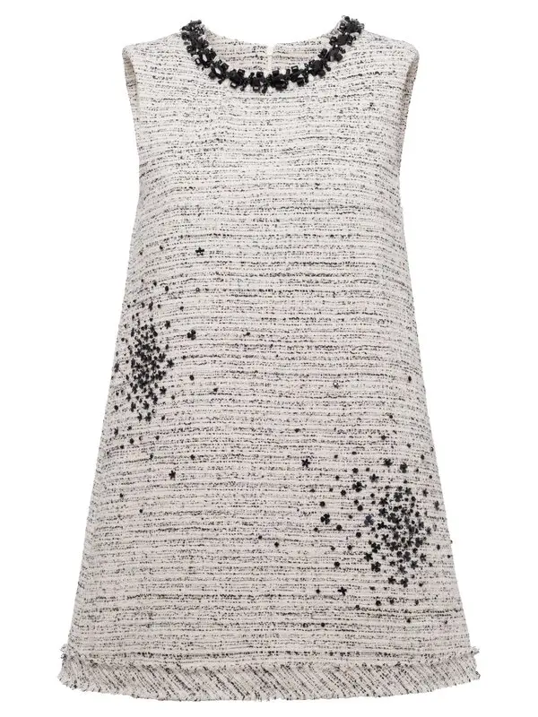 DES_PHEMMES Embellished Cotton-blend Mini Dress - Light Grey