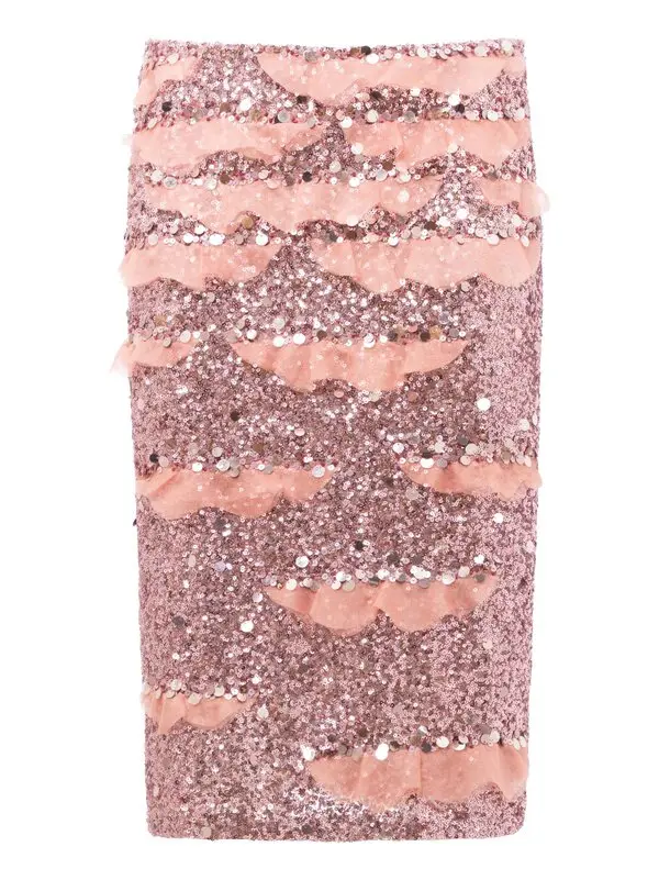 DES_PHEMMES Classic Embellished Midi Skirt - Pink