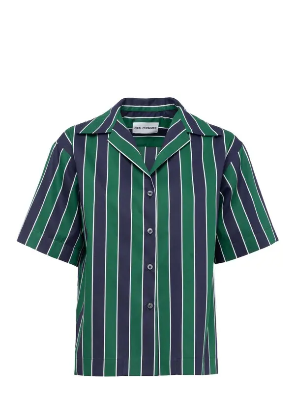 DES_PHEMMES Hawaiian Striped Poplin Shirt - Multi