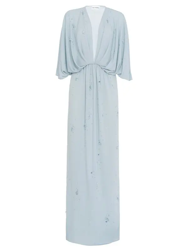 DES_PHEMMES Cape Jersey Maxi Dress - Blue
