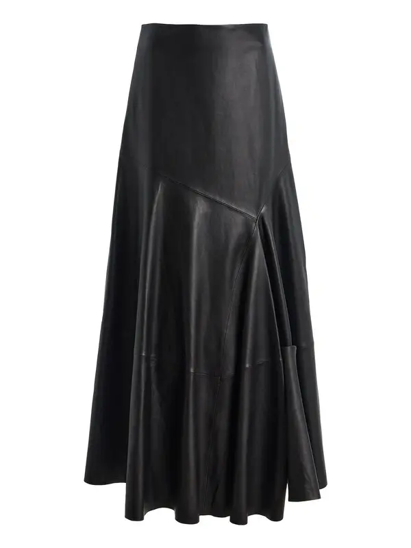 Simkhai Prudence Leather Midi Skirt - Black