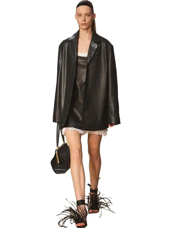 Simkhai Anora Leather Blazer - Black