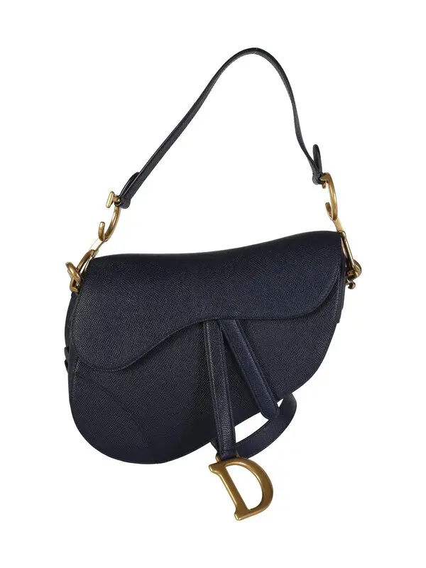 Dior Deep Ocean Grained Calfskin Saddle Bag - Blue