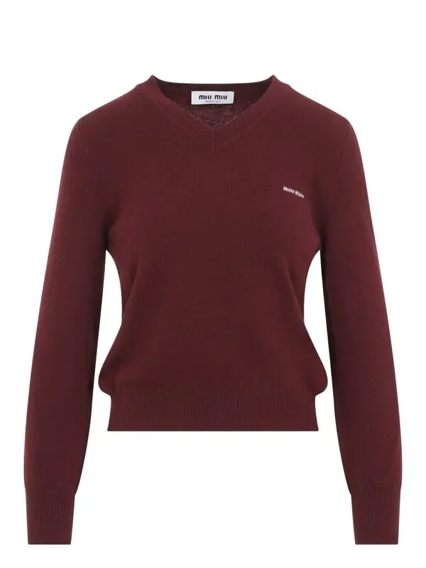 Miu Miu V Neck Sweater - Red