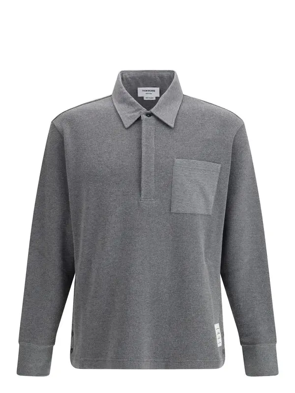 Thom Browne Long Sleeve Polo - Gray