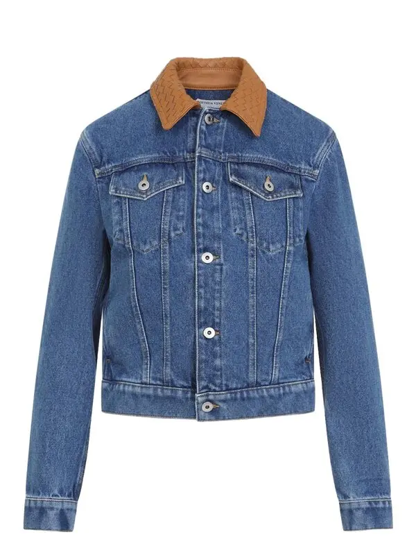 Bottega Veneta Denim Intrecciato Collar Jacket - Blue
