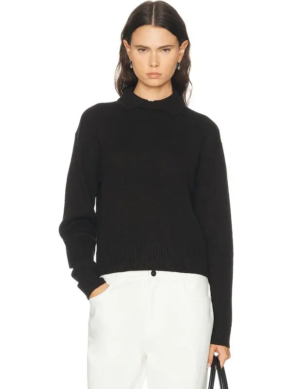 EAVES Oaklee Collared Sweater - Espresso