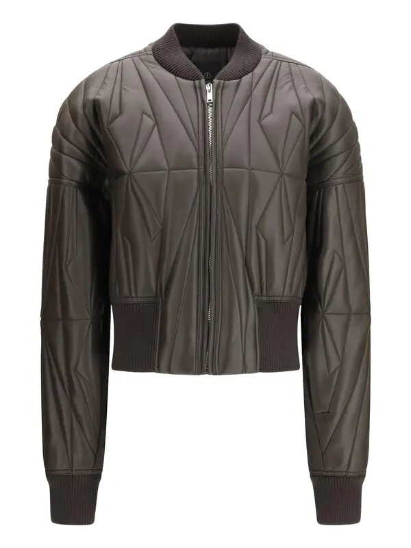 Moncler Rick Owens Geocamo Leather Jacket + Rick Owens - Brown