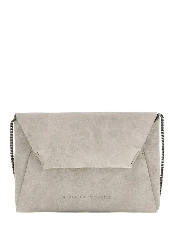 Brunello Cucinelli Bc Duo Suede Clutch Bag - Gray