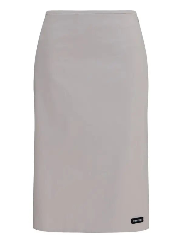 Miu Miu Stretch Cotton-blend Midi Skirt - Gray
