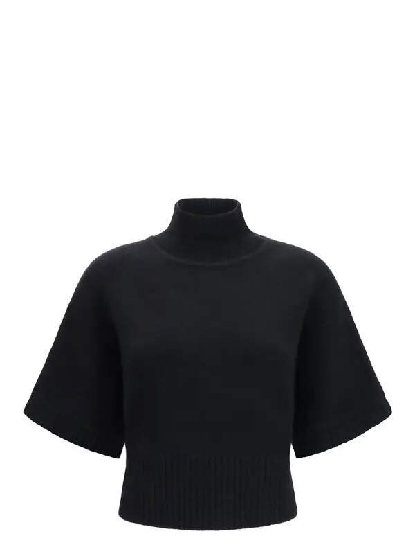 Alaïa Cropped Cashmere Turtleneck Sweater - Black