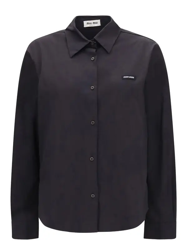 Miu Miu Stretch Poplin Shirt - Black