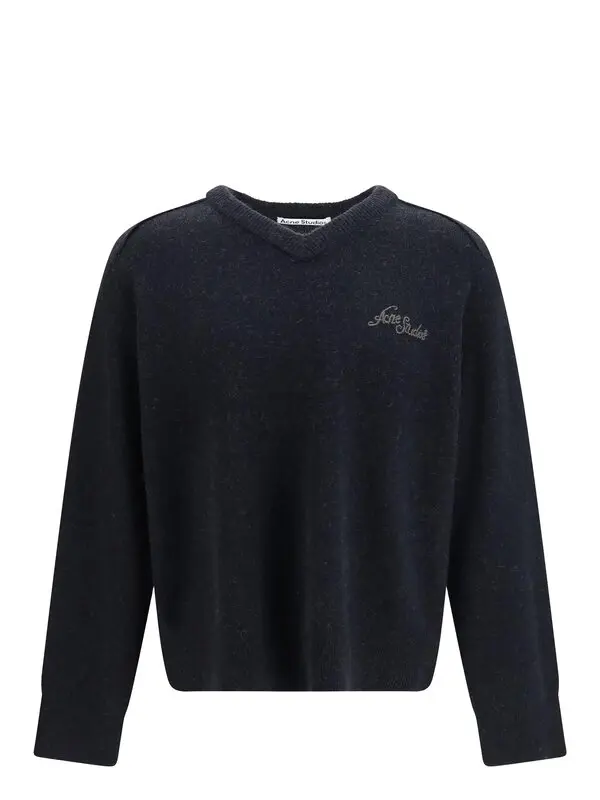 Acne Studios Camel Hair V-neck Sweater - Black
