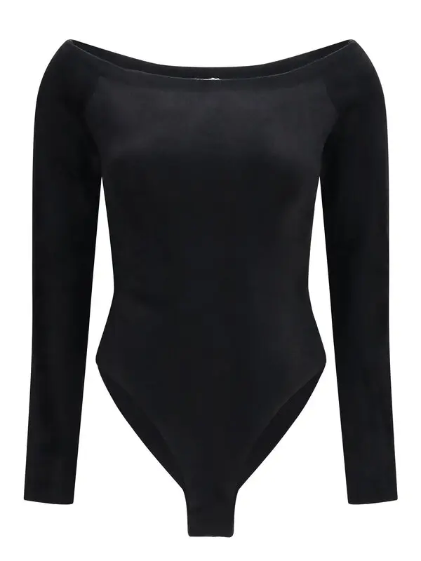 Alaïa Velvet Off-shoulder Bodysuit - Black