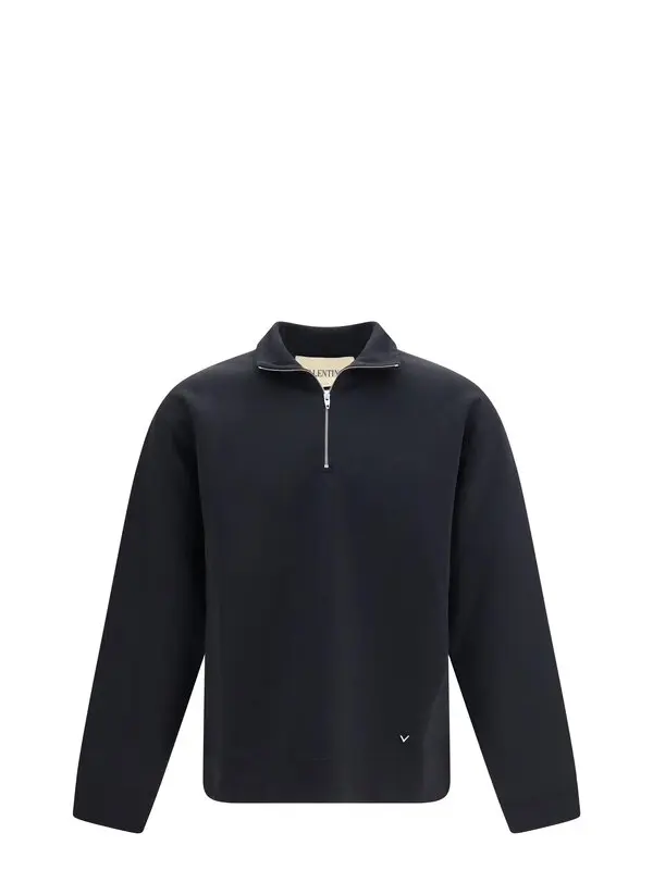 Valentino Garavani Half-zip High-neck Jersey Sweatshirt - Black