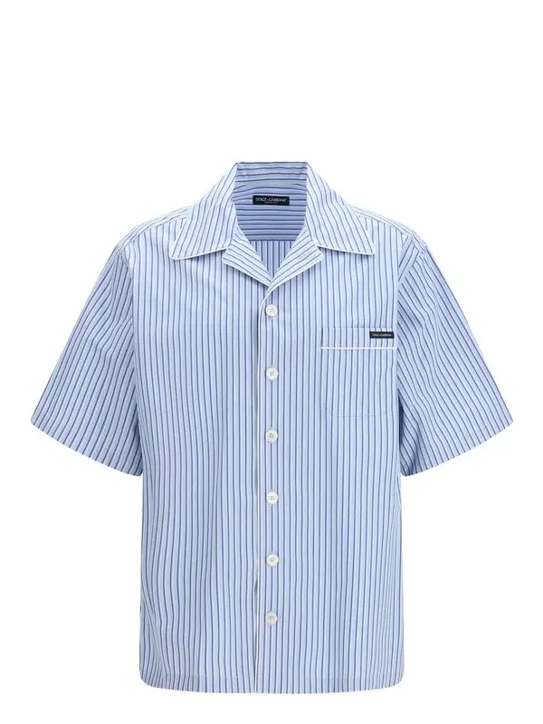 Dolce & Gabbana Striped Poplin Hawaii Shirt - Blue