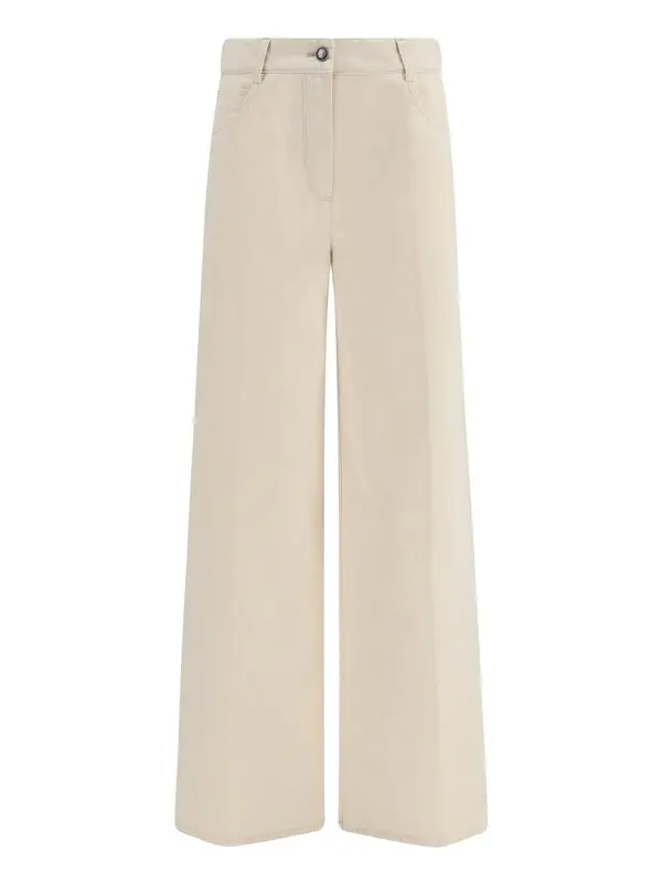 FORTE_FORTE Wide Leg Jeans In Flocked Denim - White