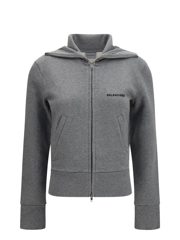 Balenciaga Fitted Zip-up Hoodie - Gray