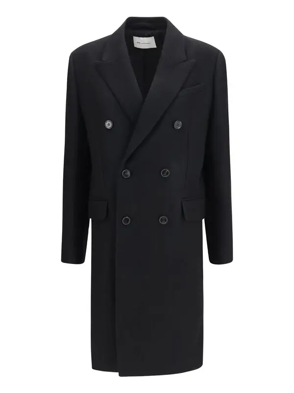 AMI Paris Double-breasted Wool Coat - Black