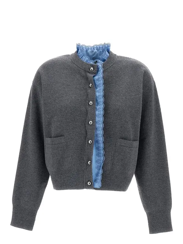 Rabanne Cardigan Con Dettagli In Satin - Grey