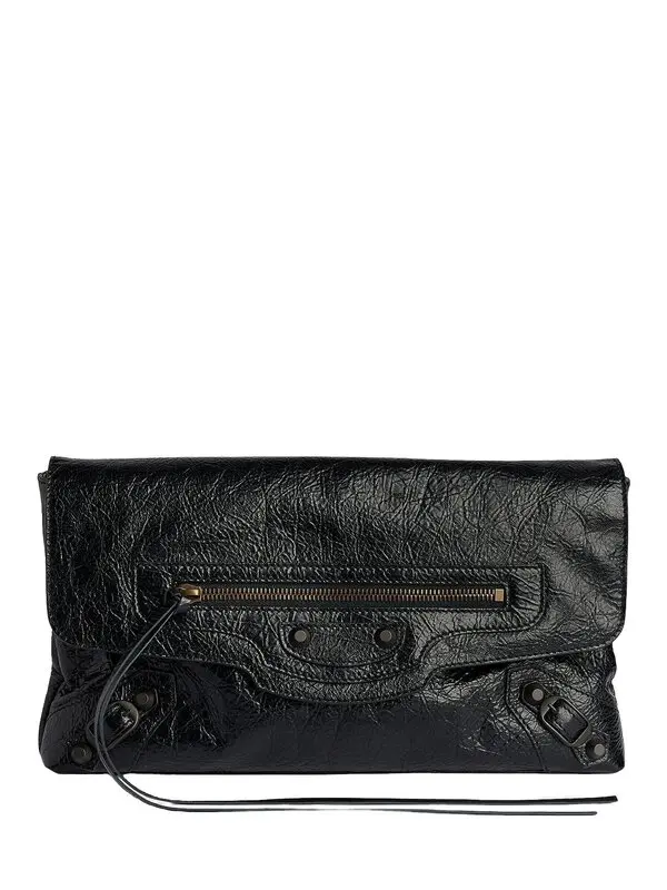 Balenciaga Le City Leather Clutch Bag - Black