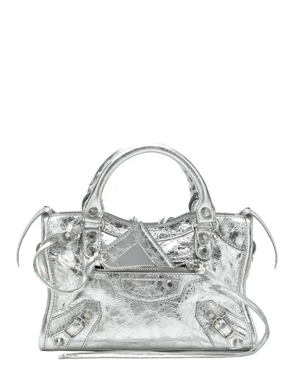 Balenciaga Le City Mini Bag In Metallic Leather - Silver