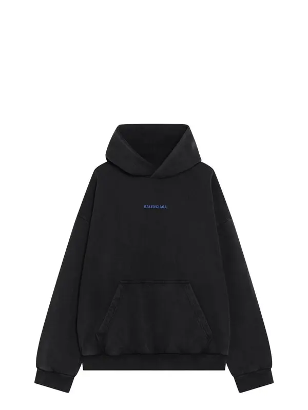 Balenciaga Faded-effect Oversized Hooded Sweatshirt - Black